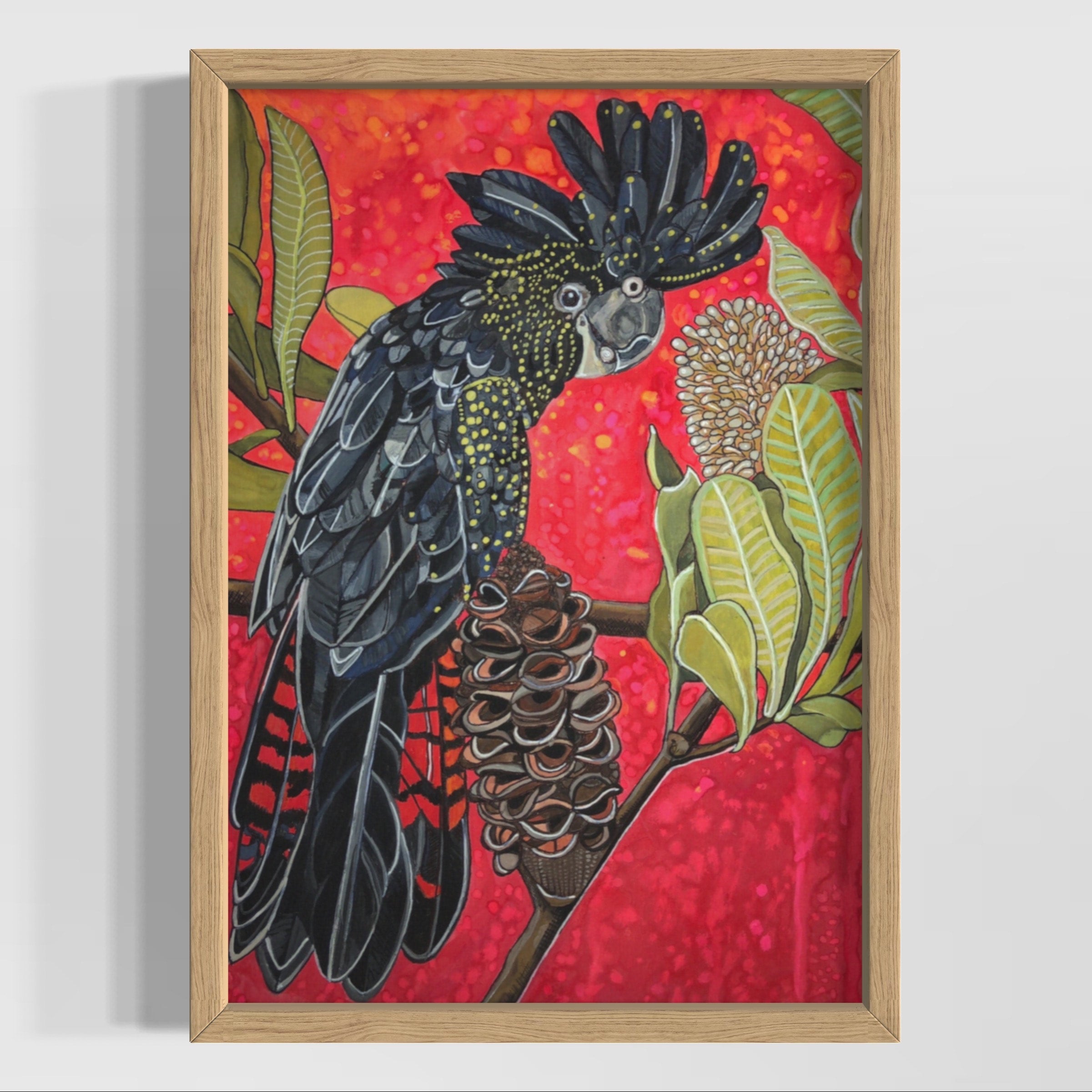 ‘Mr Red’ 2018 Redtail Black Cockatoo watercolour painting on canvas or ...